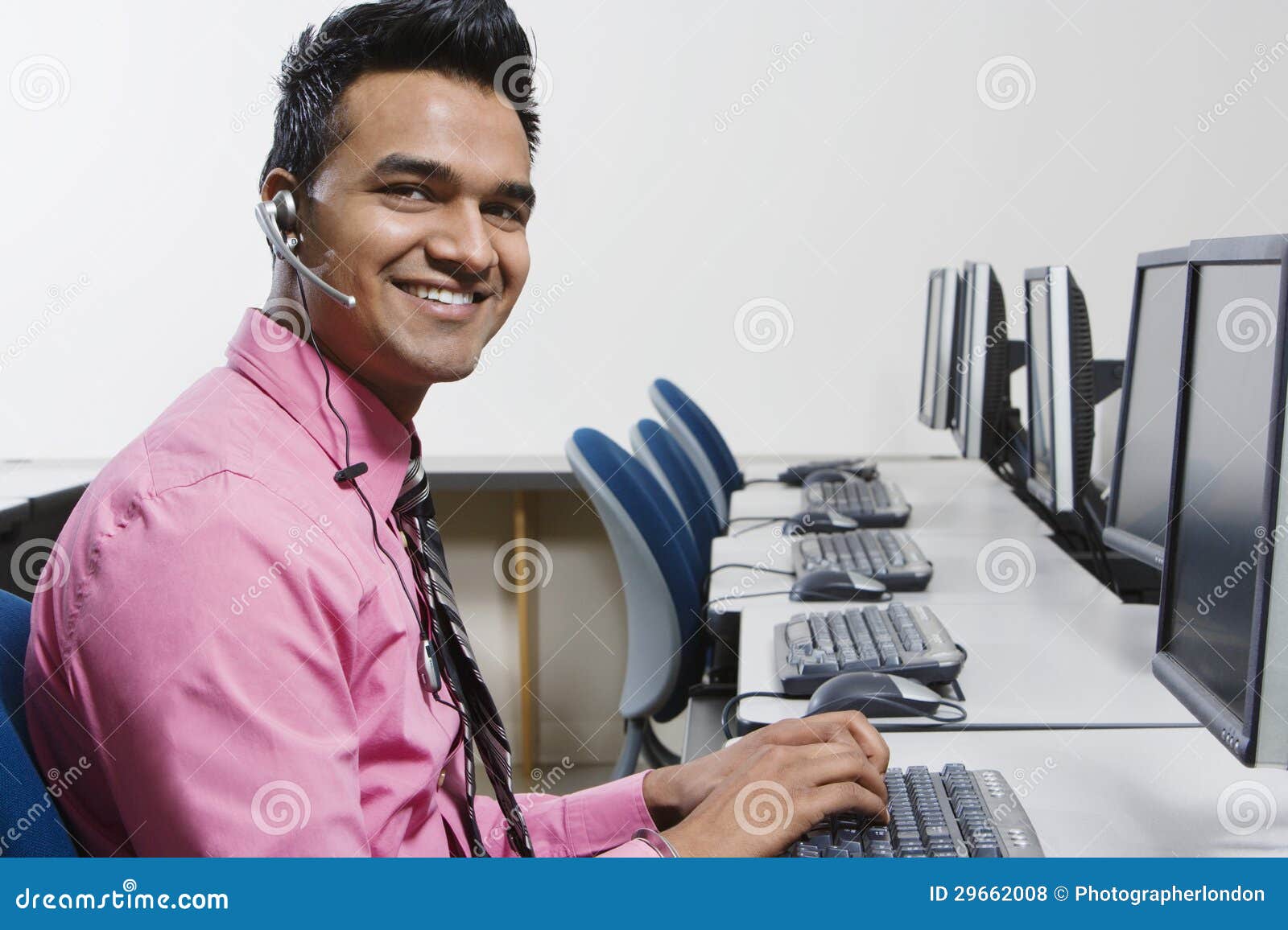 Customer Service Operator Working in Office Stock Photo - Image of ...