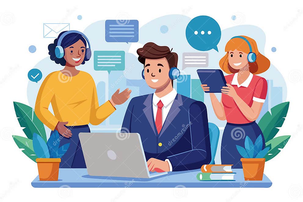 Customer Service Professionals Engage in Technical Support Discussions ...