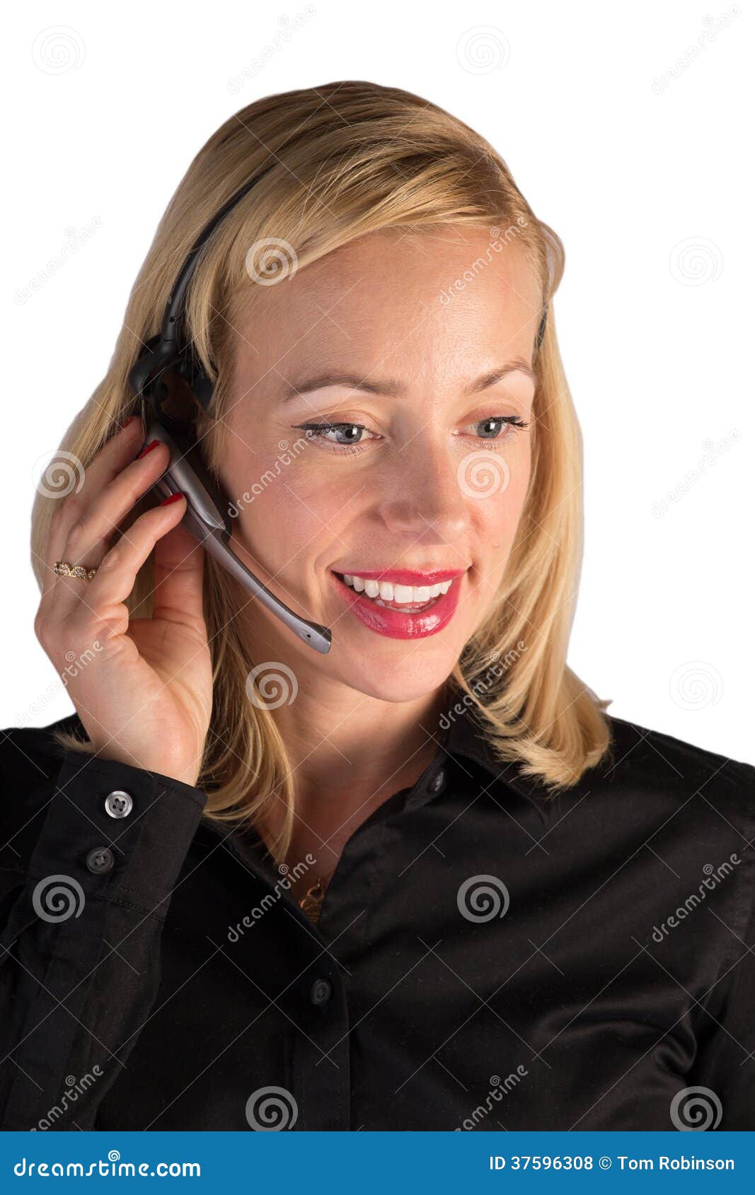 Customer Service Rep Talking on the Phone Stock Photo - Image of black ...