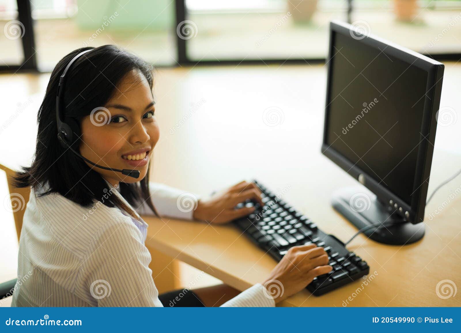 Customer Service Representative Alone Headset Stock Photo - Image of ...
