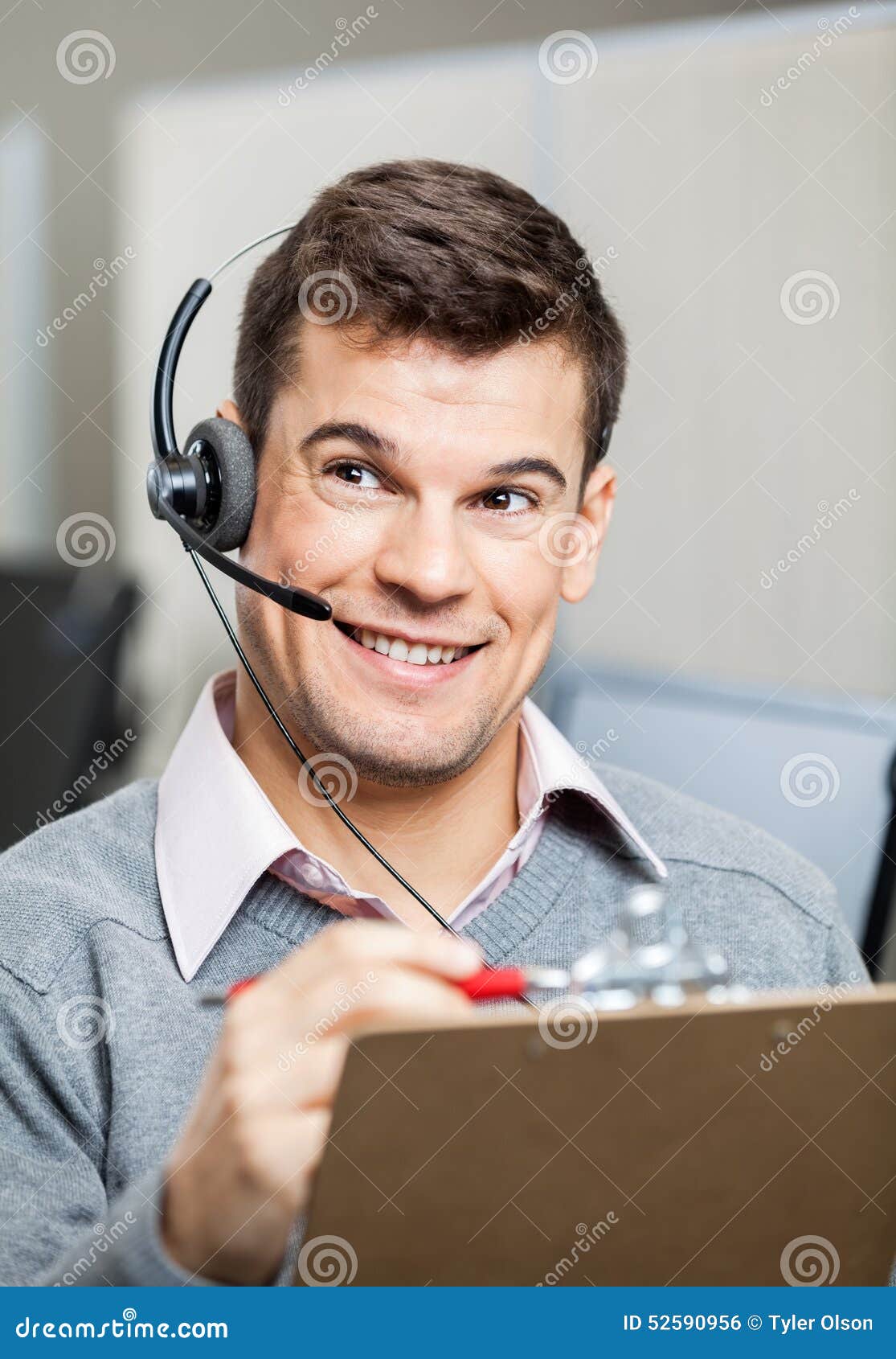 Customer Service Representative with Clipboard Stock Photo - Image of ...