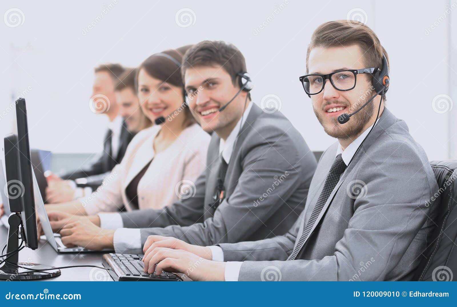 Customer Service Representative with Headset in Call Center Stock Photo ...