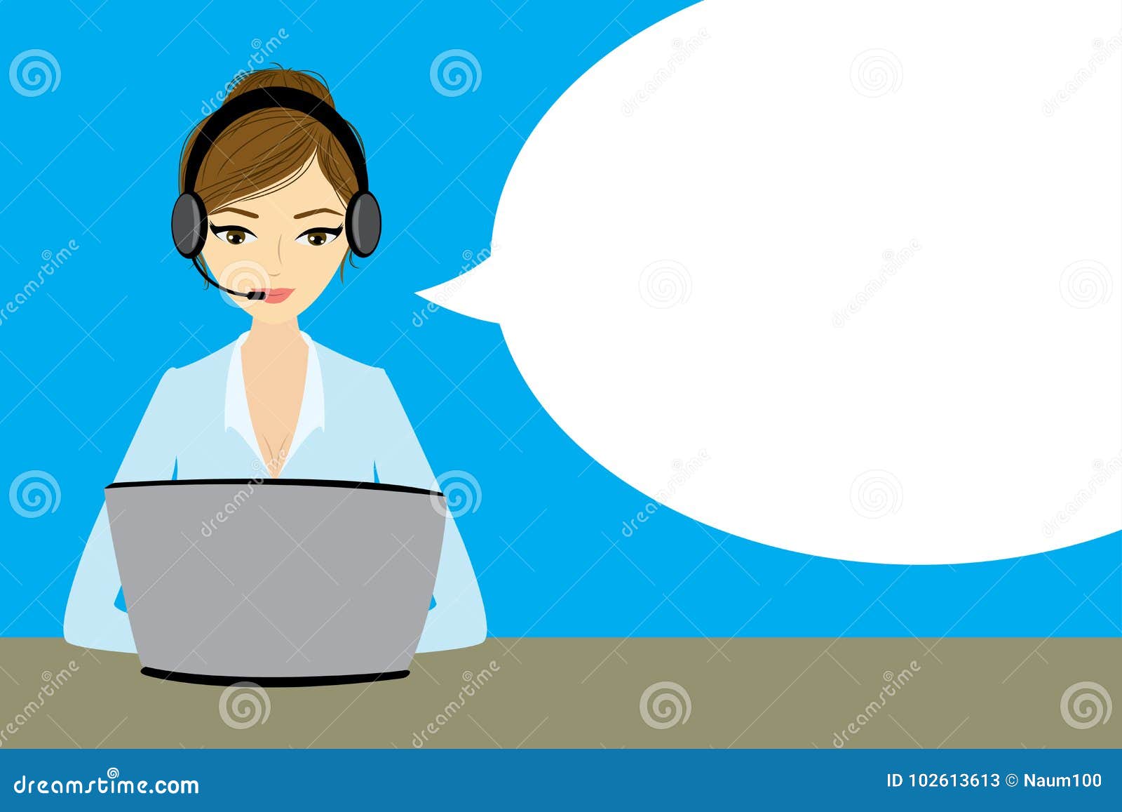 Customer Service Representative at Computer in Headset Stock Vector ...