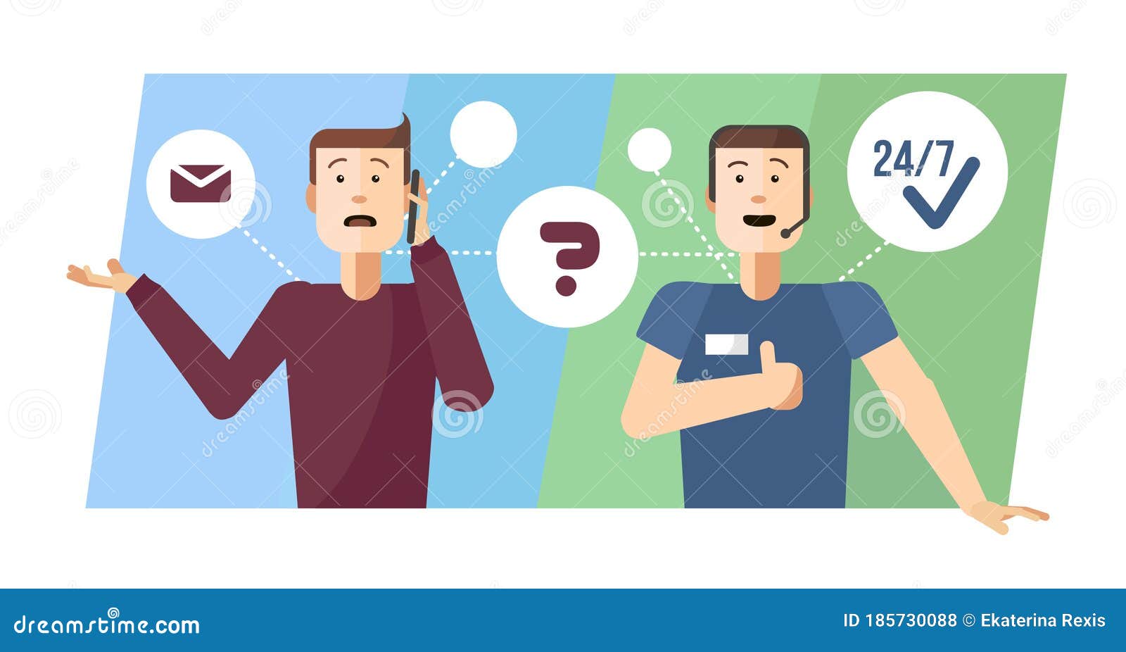 Customer Service Representative at Computer in Headset. Isolated on ...