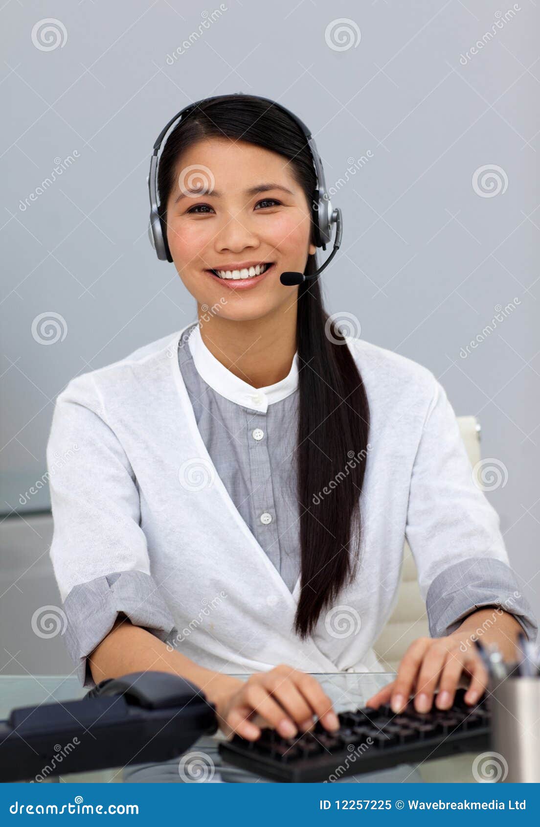 Customer Service Representative with Headset on Stock Image - Image of ...