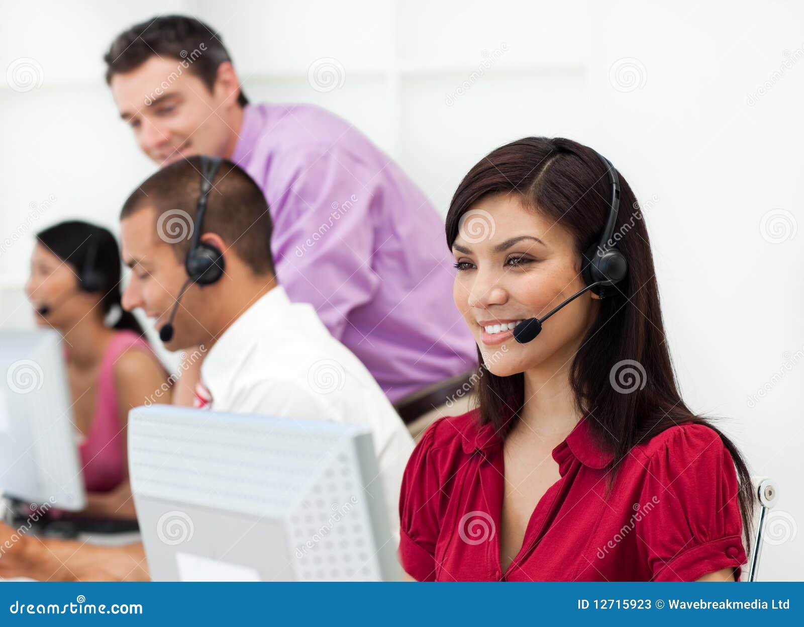 Customer Service Representative with Headset on Stock Image - Image of ...
