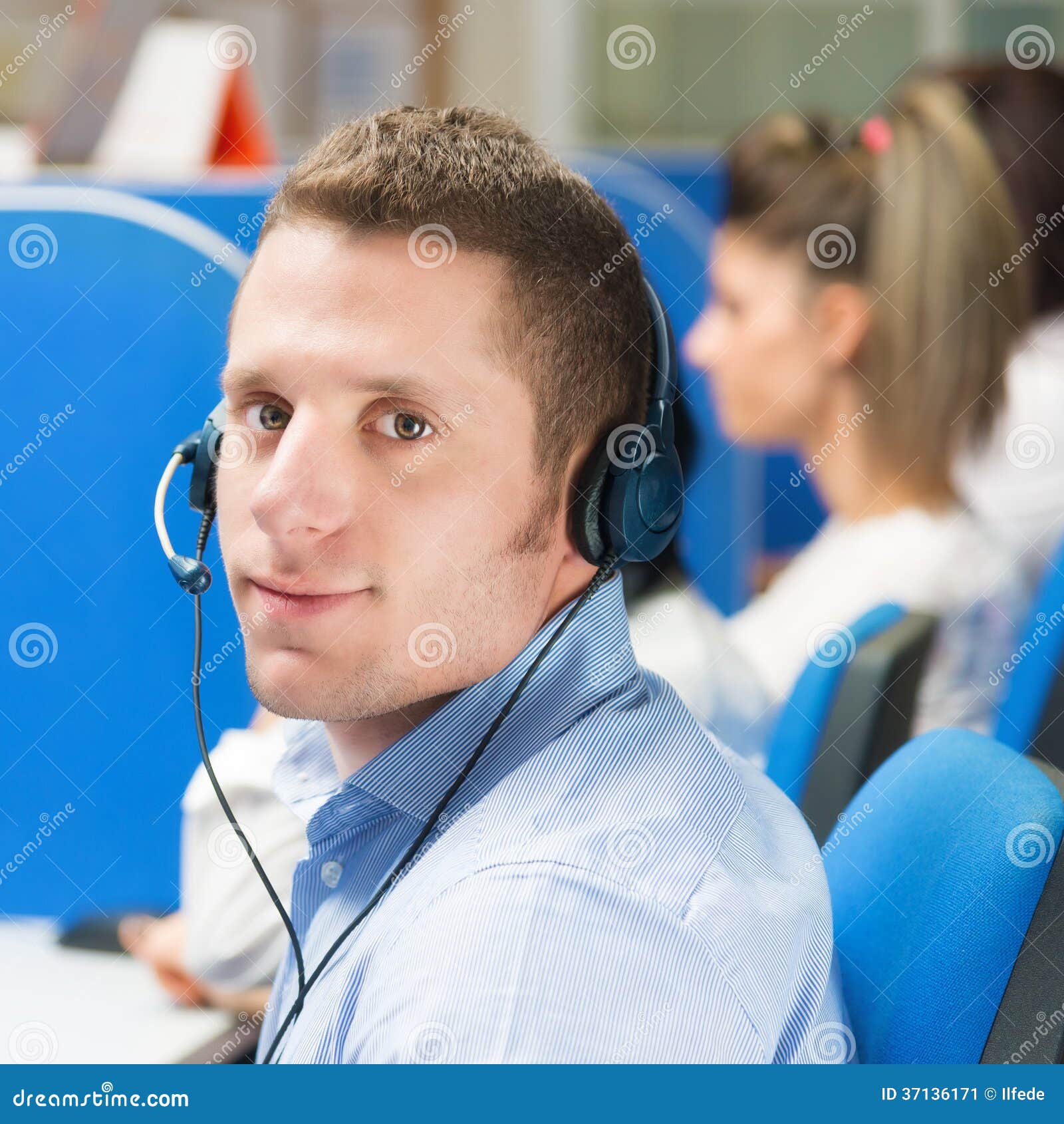 Customer Service Representative with Headset in Office Stock Image ...