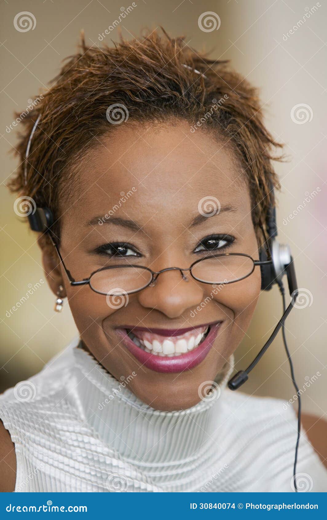 Customer Service Representative with Headset Portrait Stock Photo ...