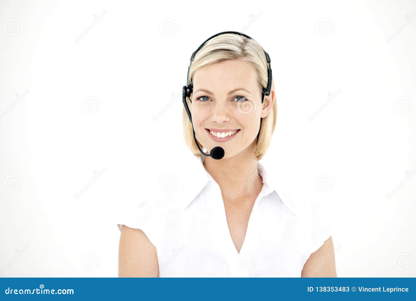Customer Service Representative with Headset - Portrait Stock Image ...