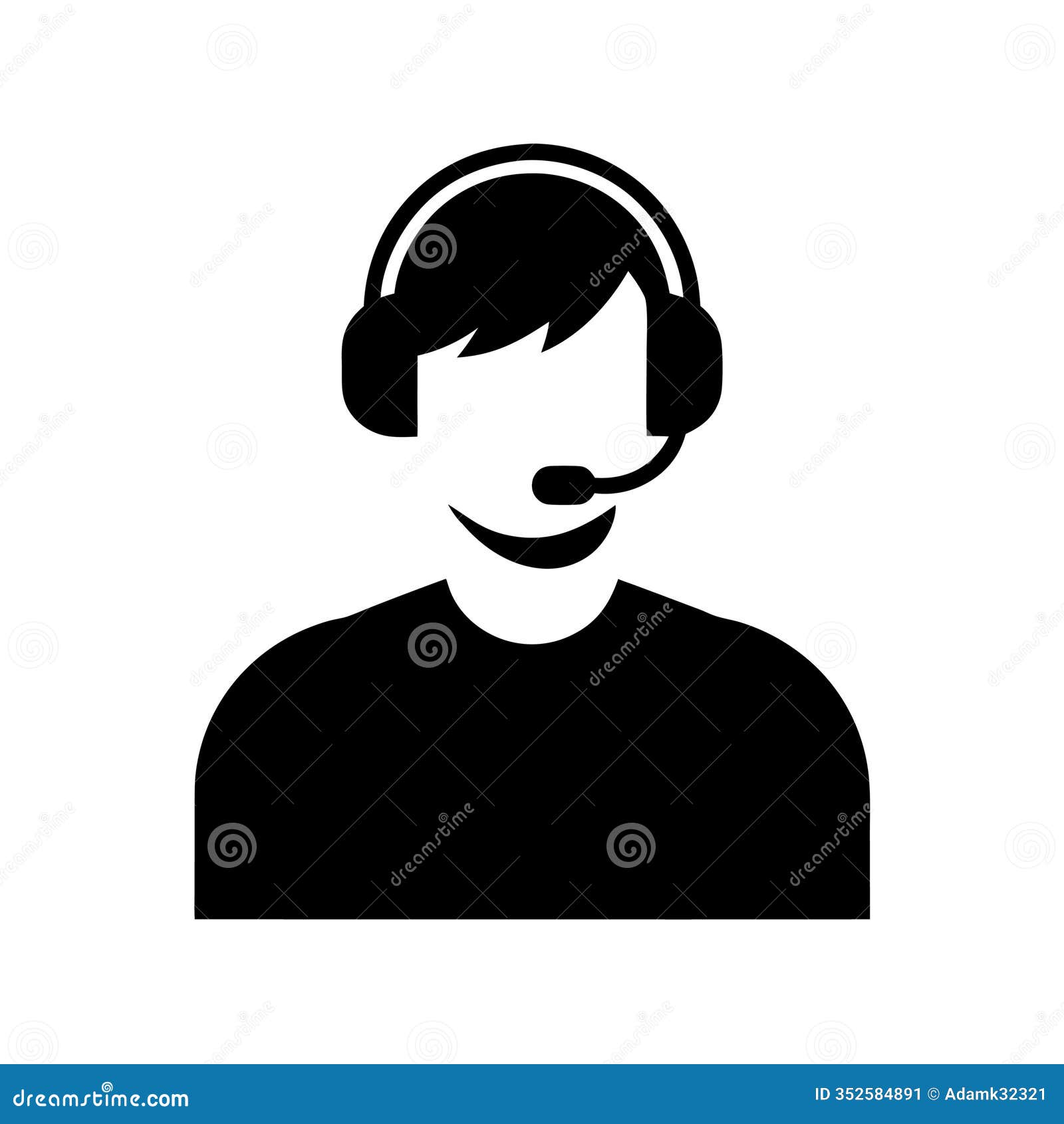 Customer Service Representative Silhouette with Headset Vector for ...