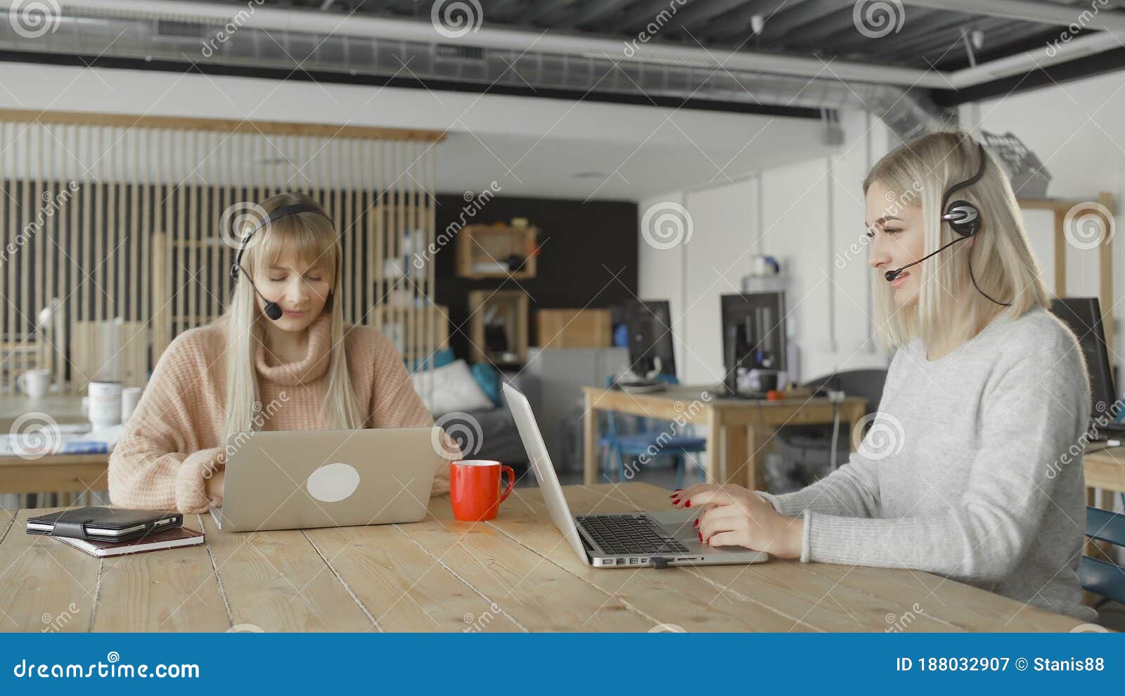 Customer Service Representative Talking with Customer with Headphones ...