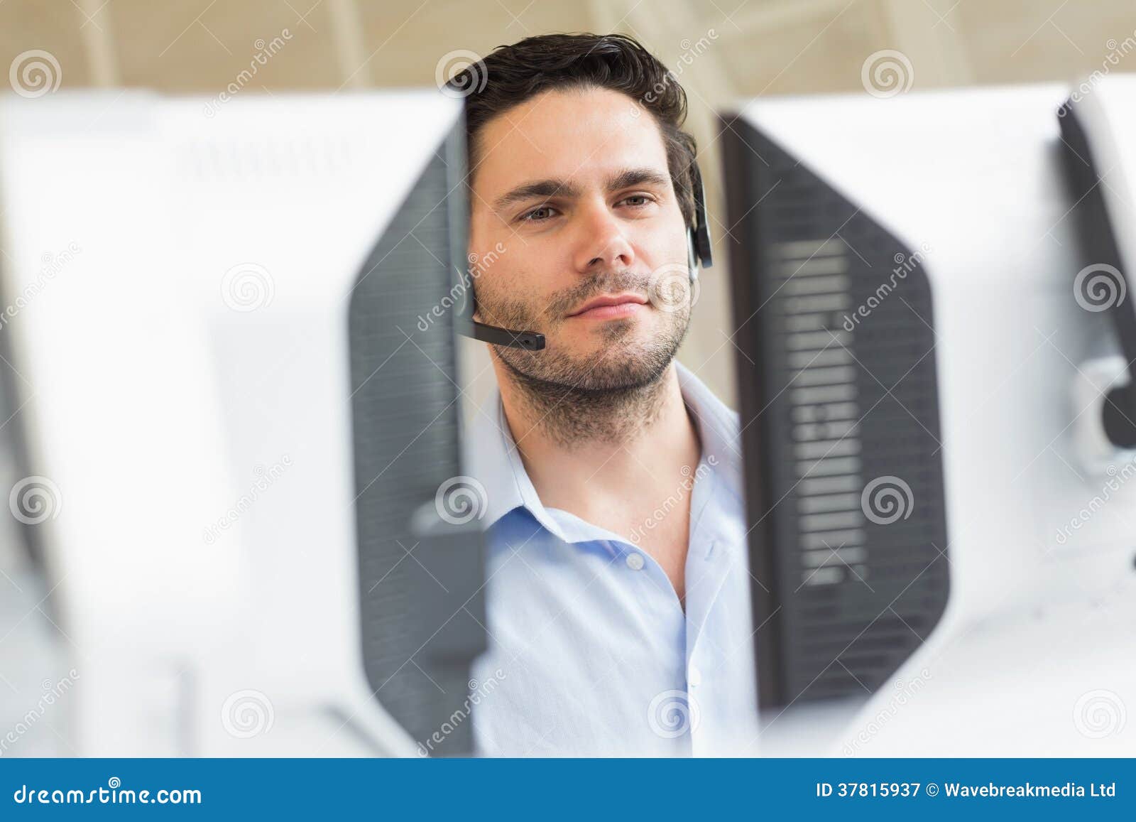Customer Service Representative Using Computer Stock Image - Image of ...