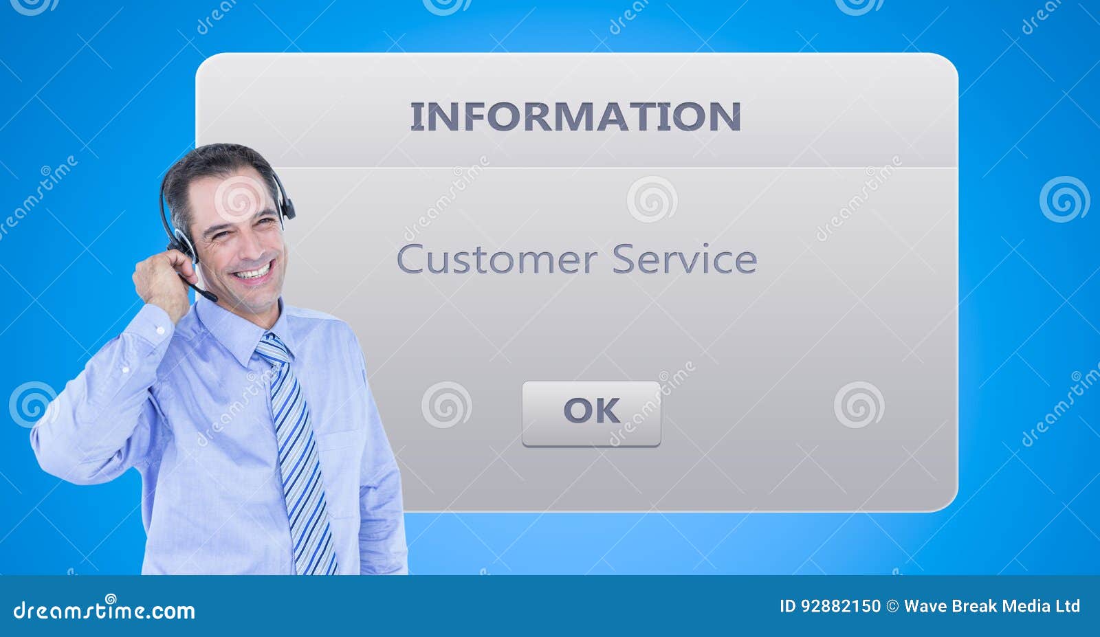 Customer Service Representative Using Headset by Dialog Box Stock ...