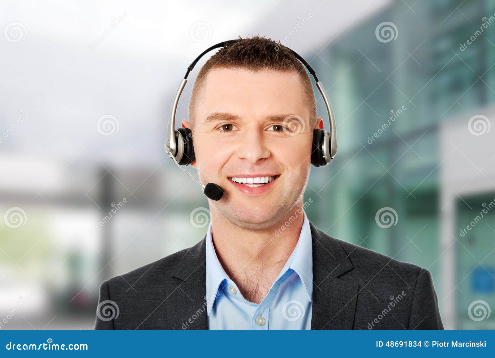 Customer Service Representative Stock Photo - Image of handsome, phone ...