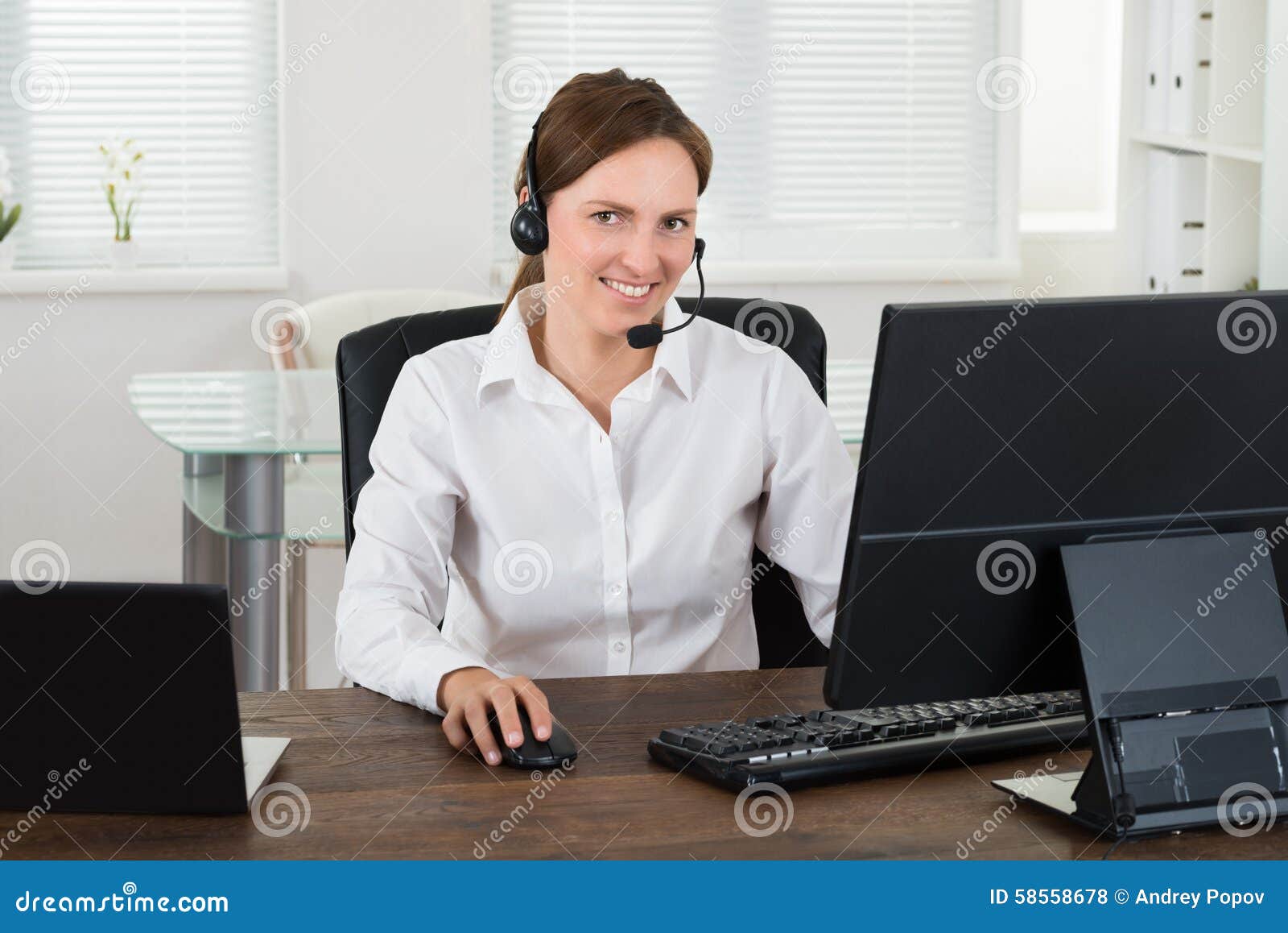 Customer Service Representative Working on Computer Stock Photo - Image ...