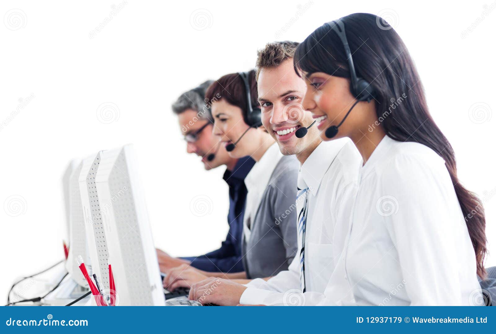 Customer Service Representatives with Headset on Stock Image - Image of ...