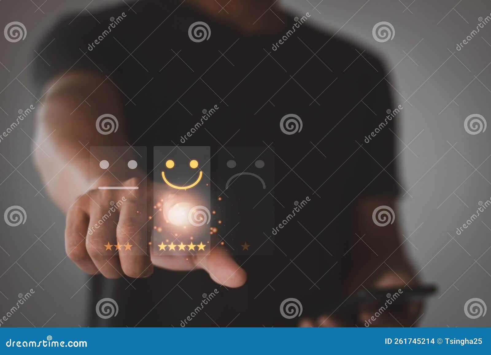 Customer Service and Satisfaction. Businessman Touch on the Virtual ...