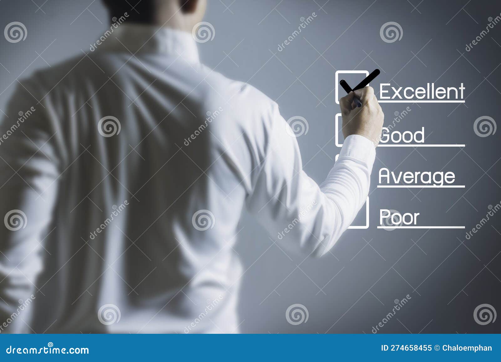 Customer Service and Satisfaction Concept. Business Man is Checking Box ...