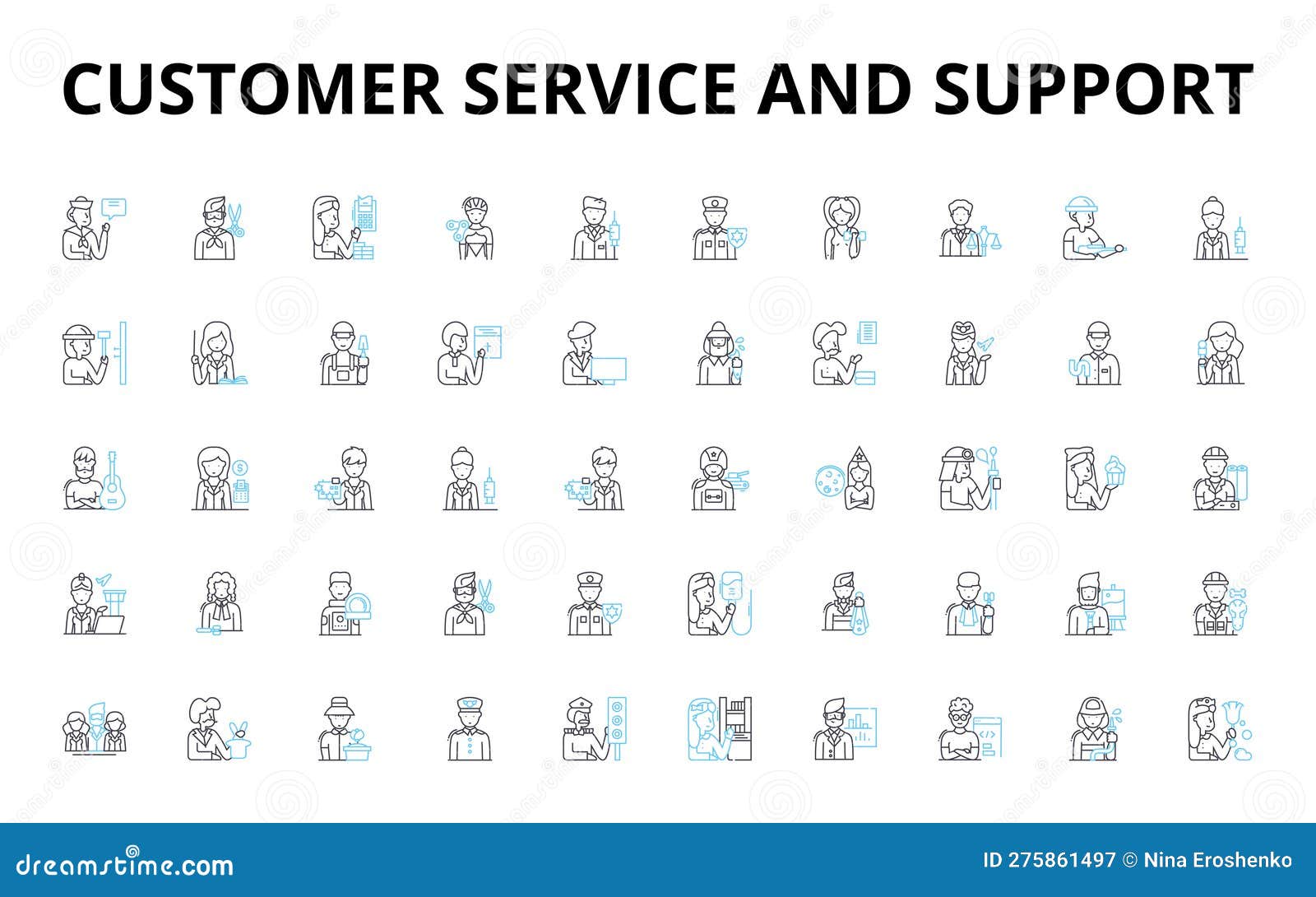 Customer Service and Support Linear Icons Set. Satisfaction, Empathy ...