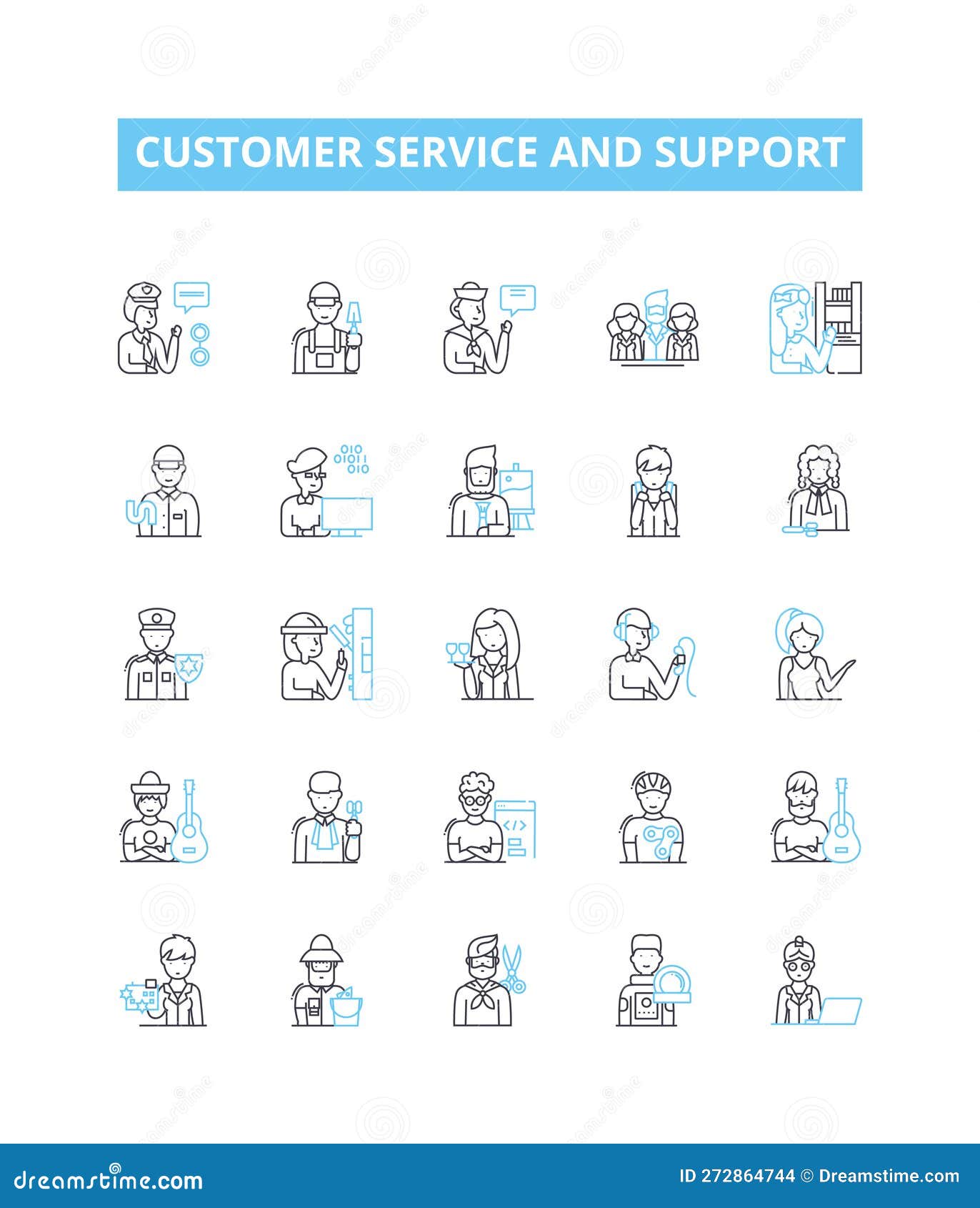 Customer Service and Support Vector Line Icons Set. Customer, Service ...