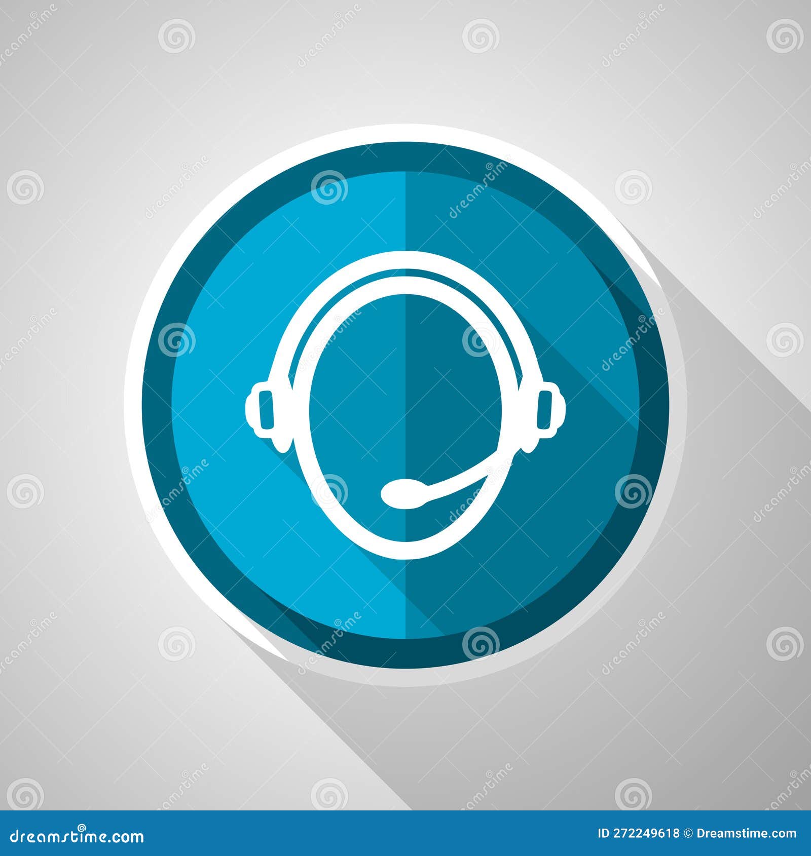 Customer Service Symbol, Flat Design Vector Blue Icon with Long Shadow ...