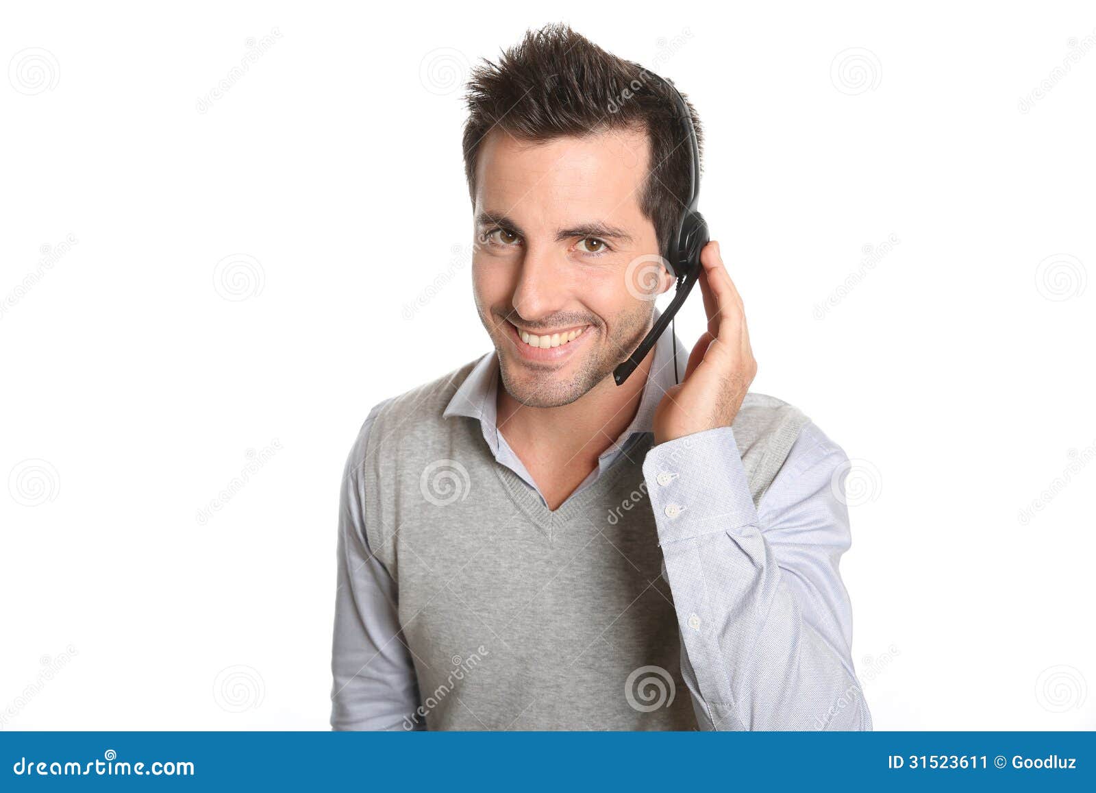 Customer Service Talking To Client with Headset Stock Image - Image of ...