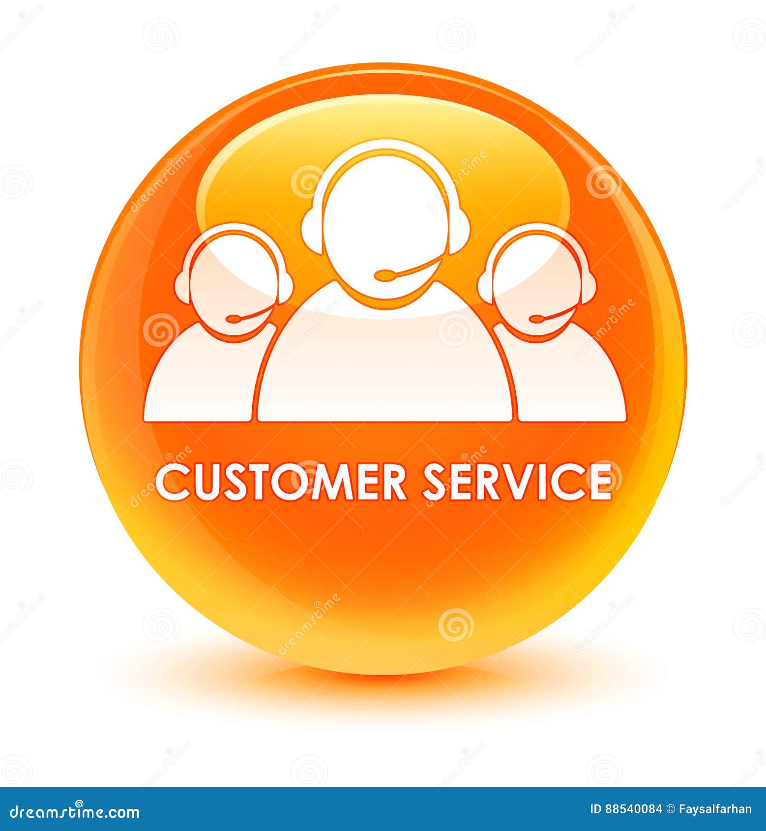 Customer Service (team Icon) Glassy Orange Round Button Stock ...
