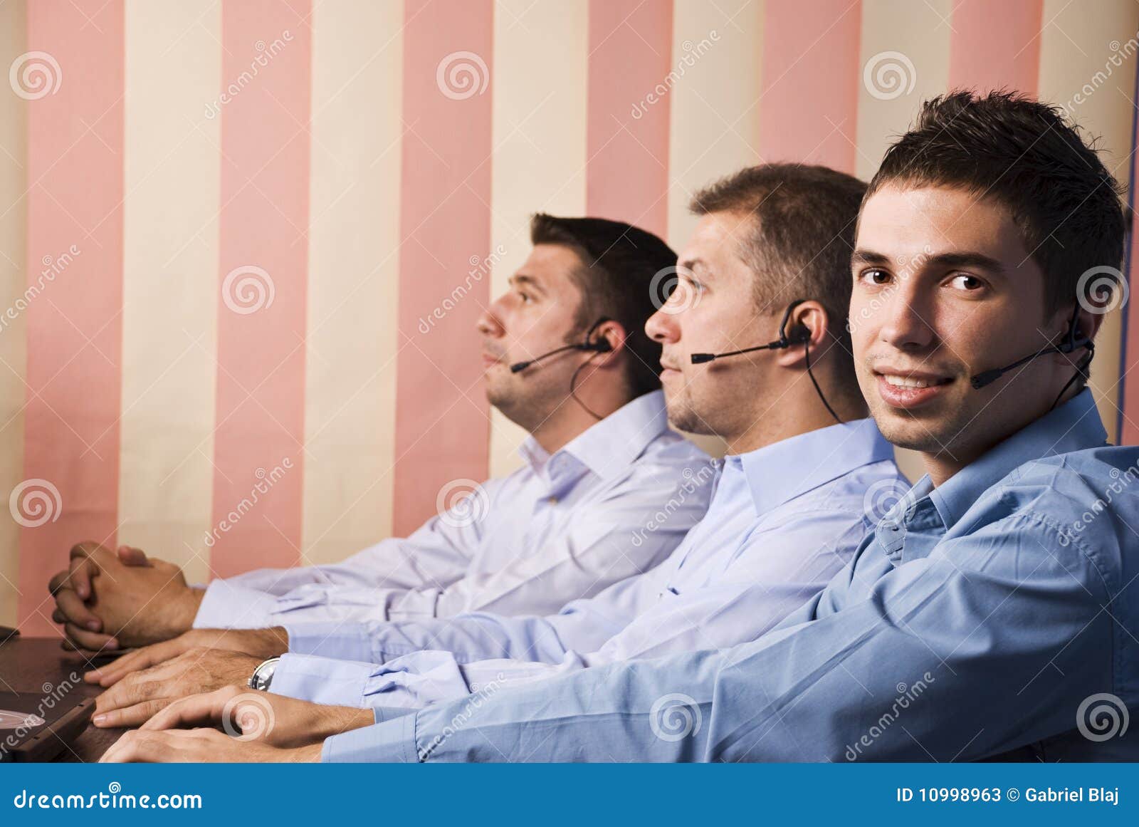 Customer Service Team with Three Men Stock Image - Image of beautiful ...