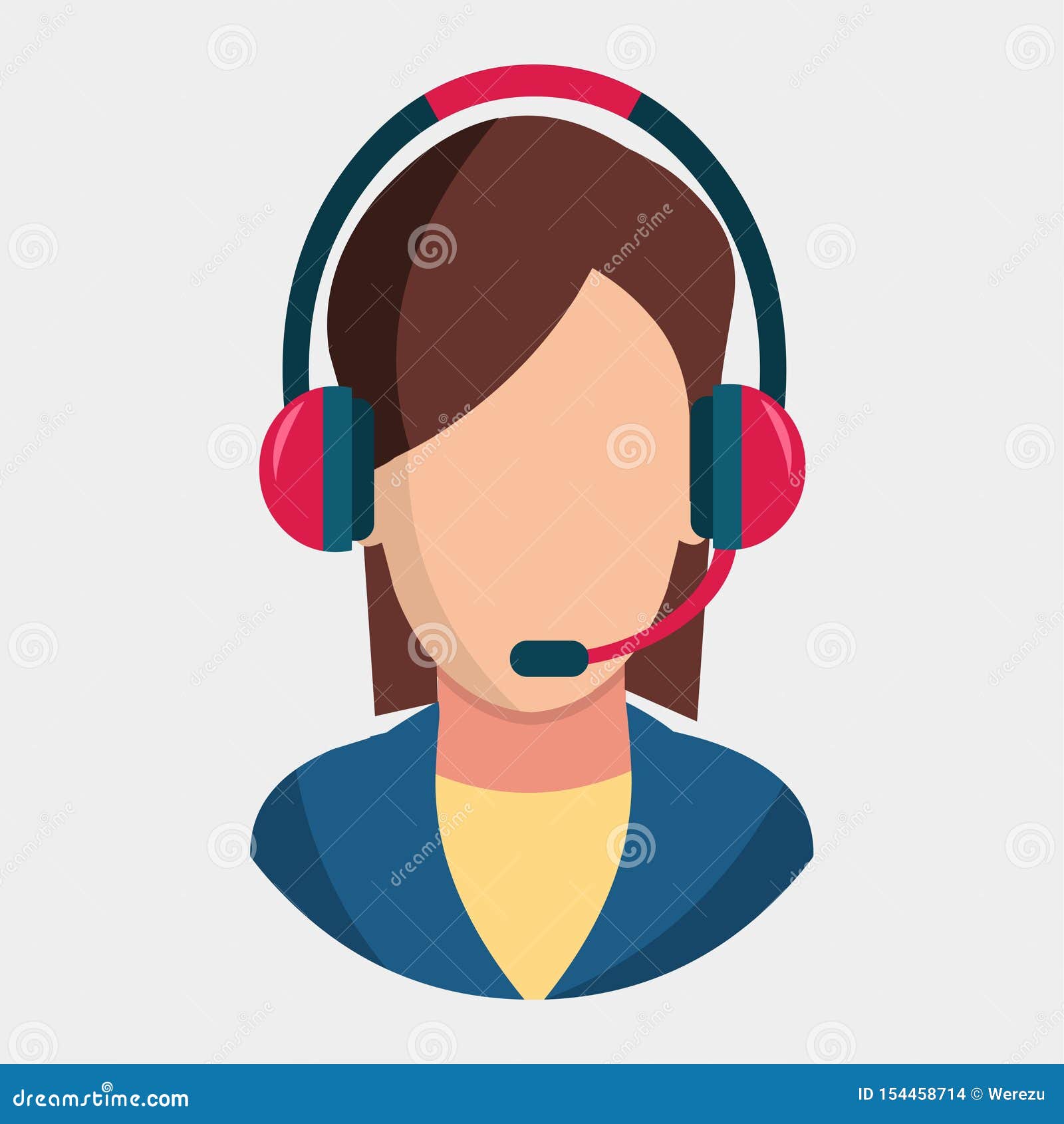 Customer Service or Technical Support Woman Vector Illustration Symbol ...