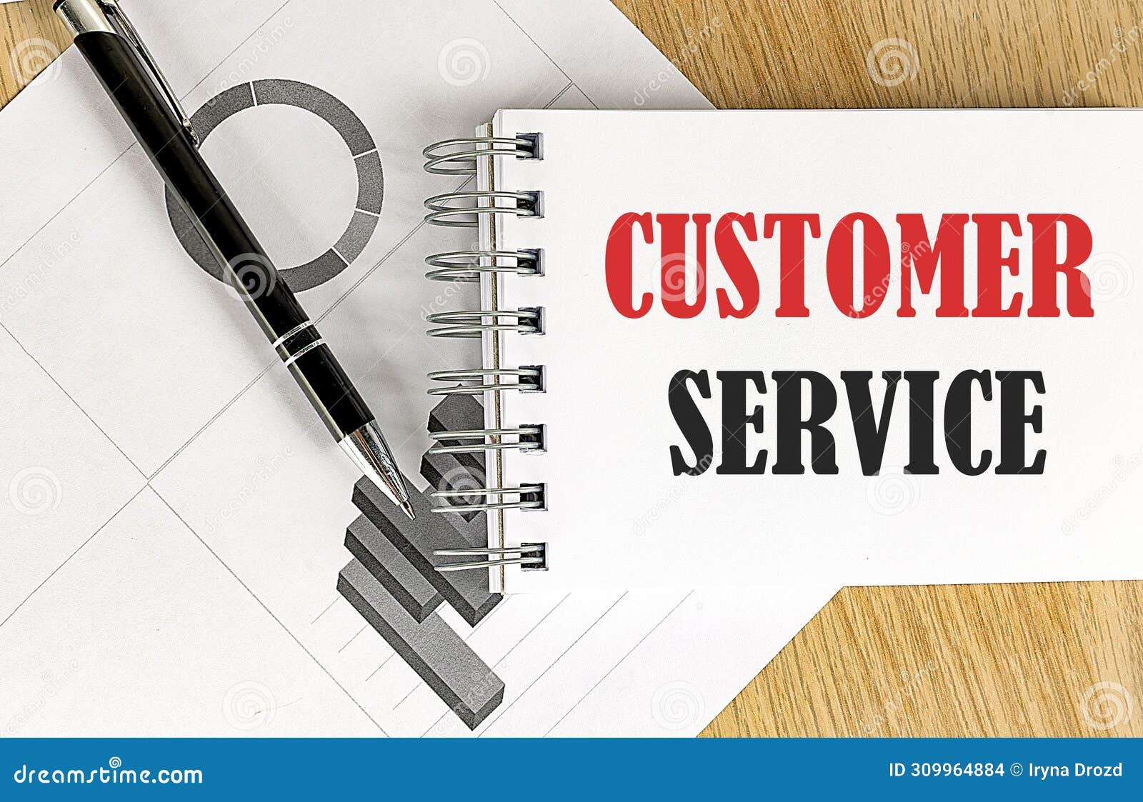 CUSTOMER SERVICE Text on Notebook with Pen and Chart Stock Photo ...
