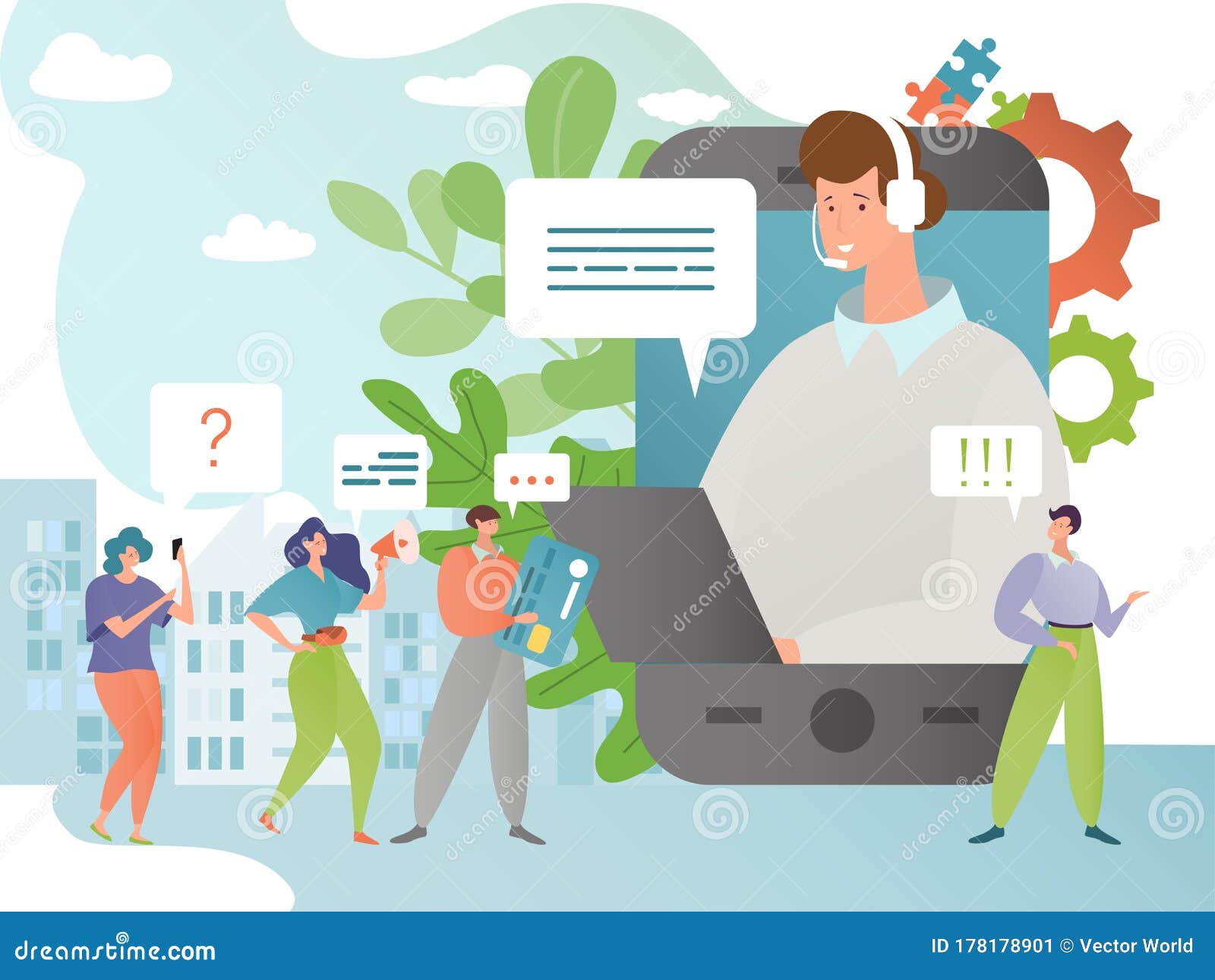 Customer Service Vector Illustration, Support Call Centre Operator with ...