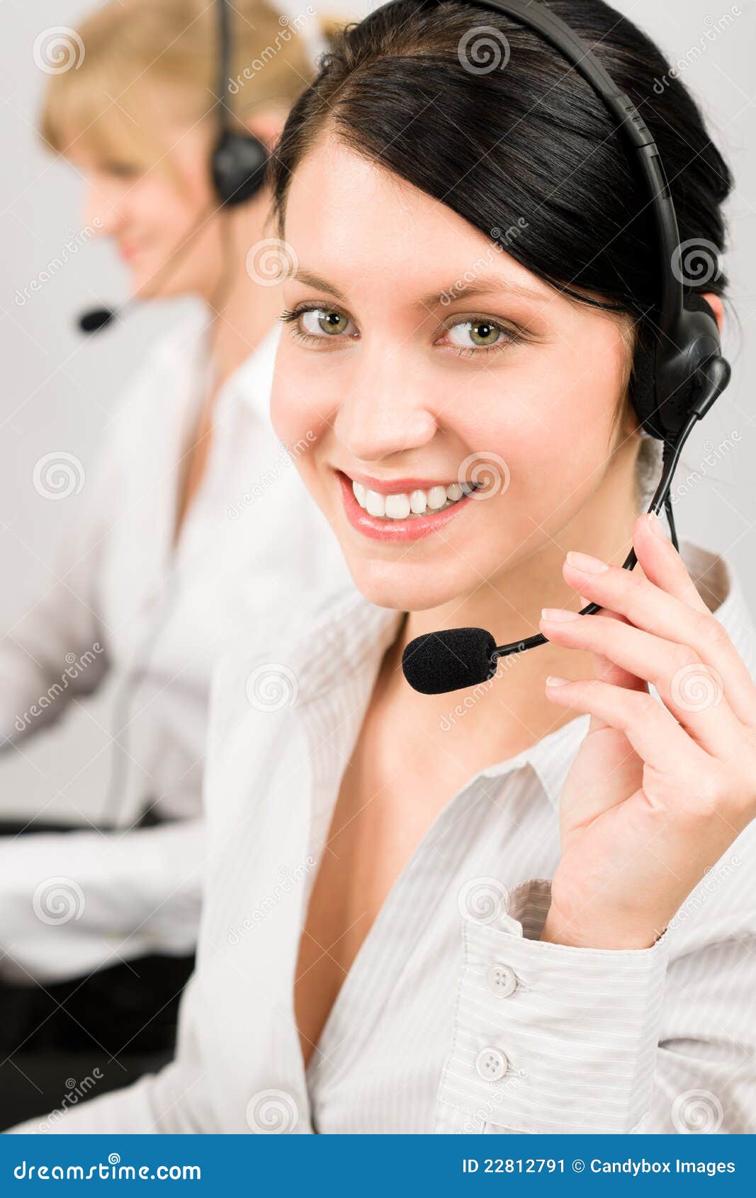 Customer Service Woman Call Center Phone Headset Stock Image - Image of ...