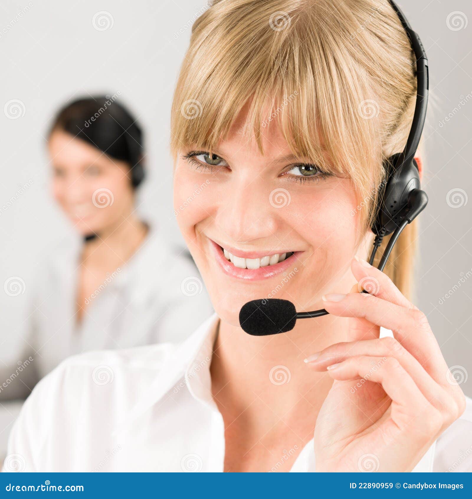Customer Service Woman Call Center Phone Headset Stock Image - Image of ...