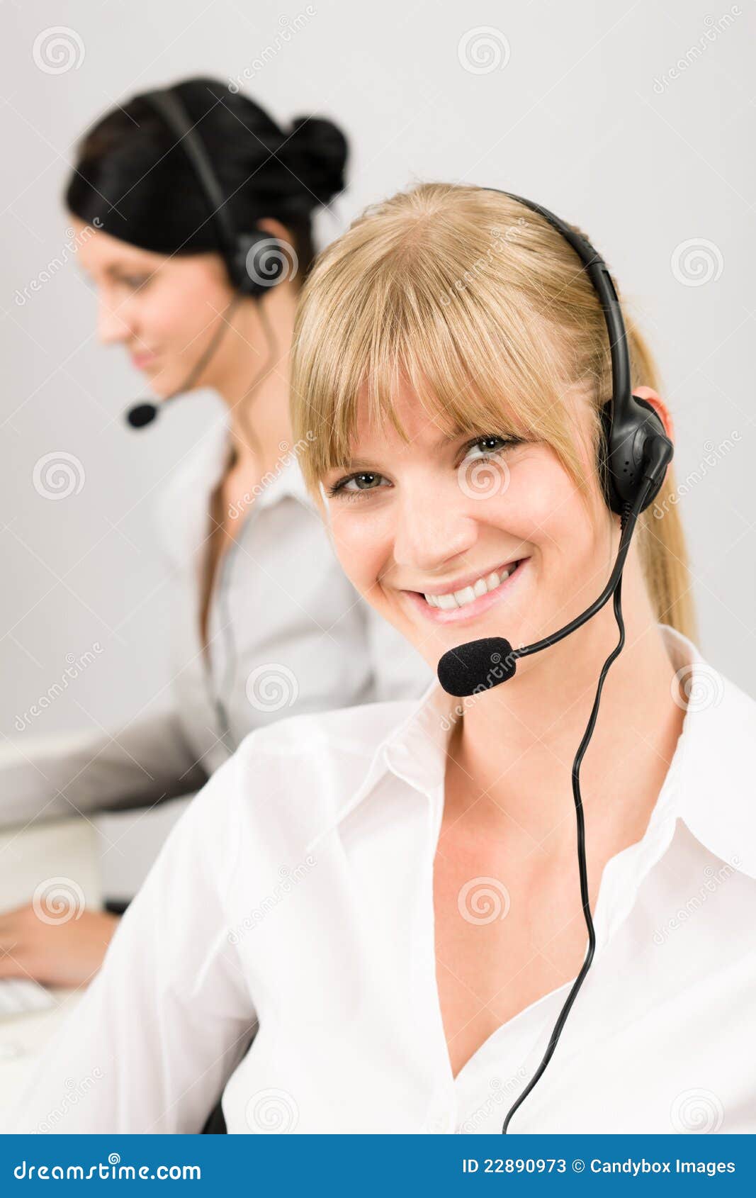 Customer Service Woman Call Center Phone Headset Stock Image - Image of ...