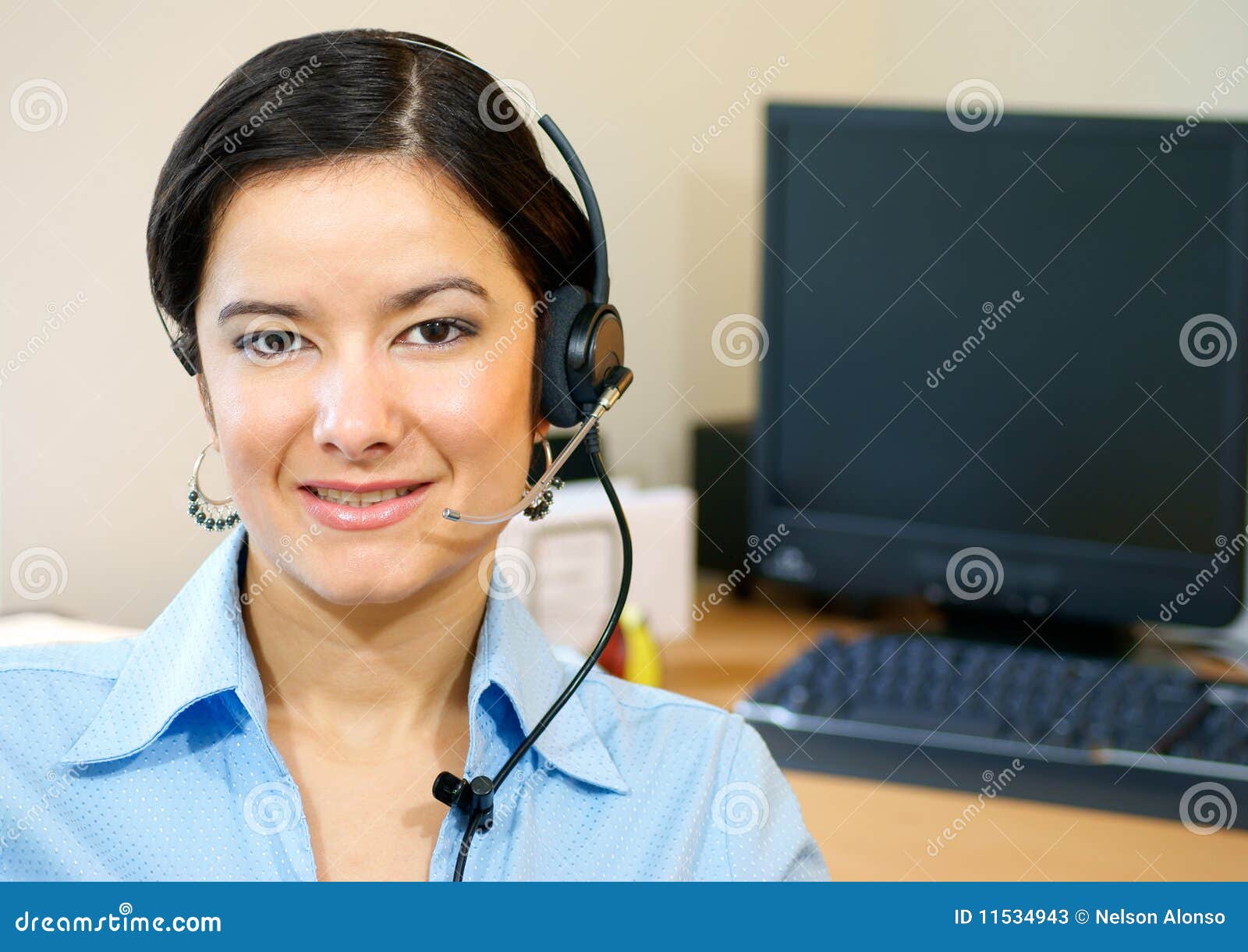 Customer Service Woman Full Front Stock Image - Image of copy, keyboard ...