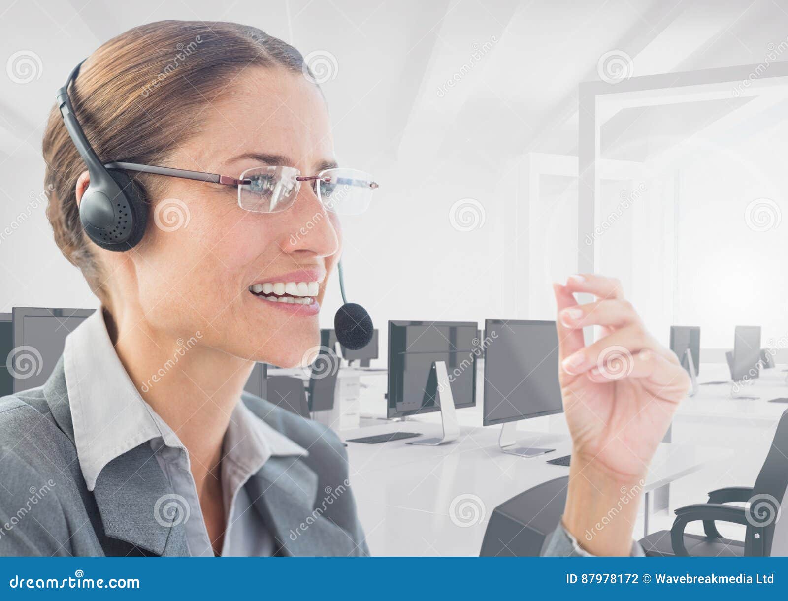 Customer Service Woman Office Stock Photo - Image of digital, glasses ...