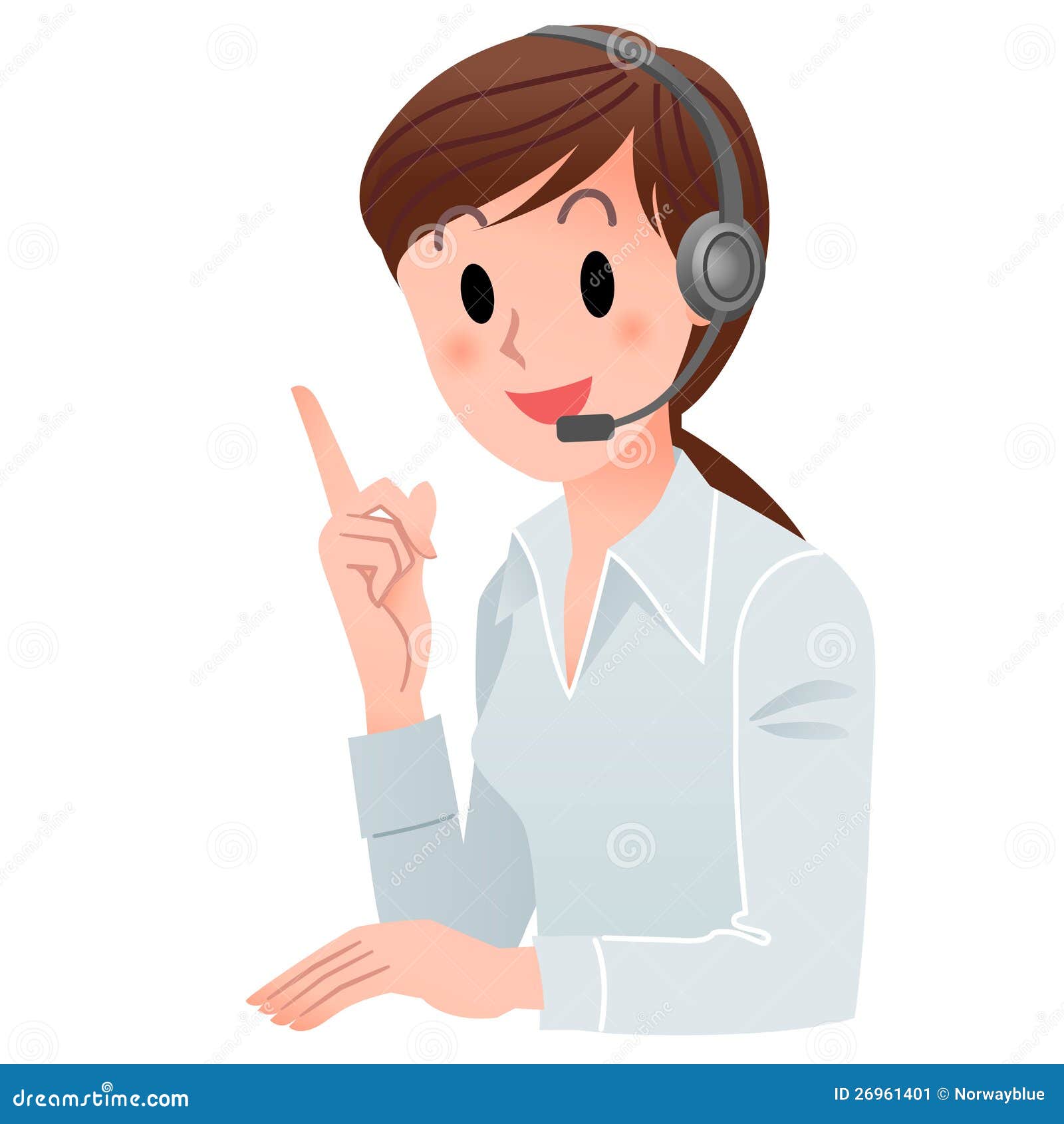 Customer Service Woman Pointing Up in Headset Stock Illustration ...