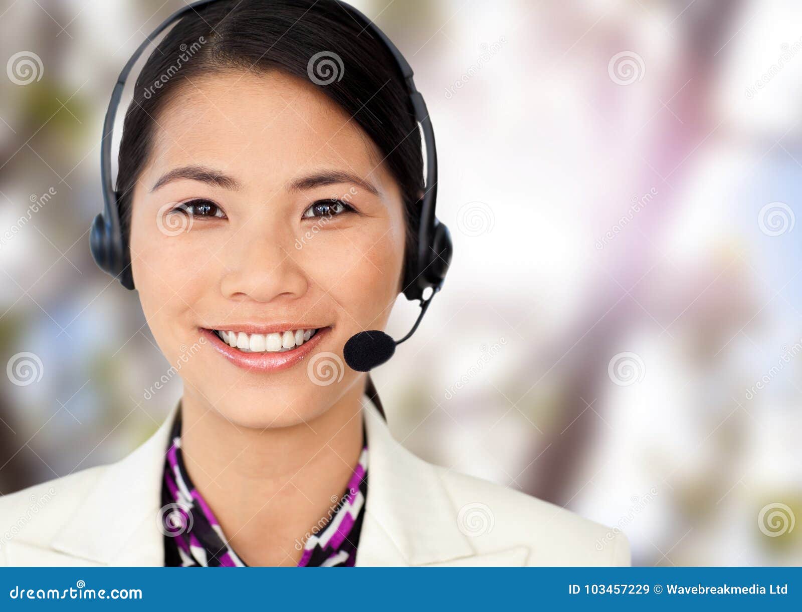 Customer Service Woman`s Face in Nature Stock Image - Image of hispanic ...