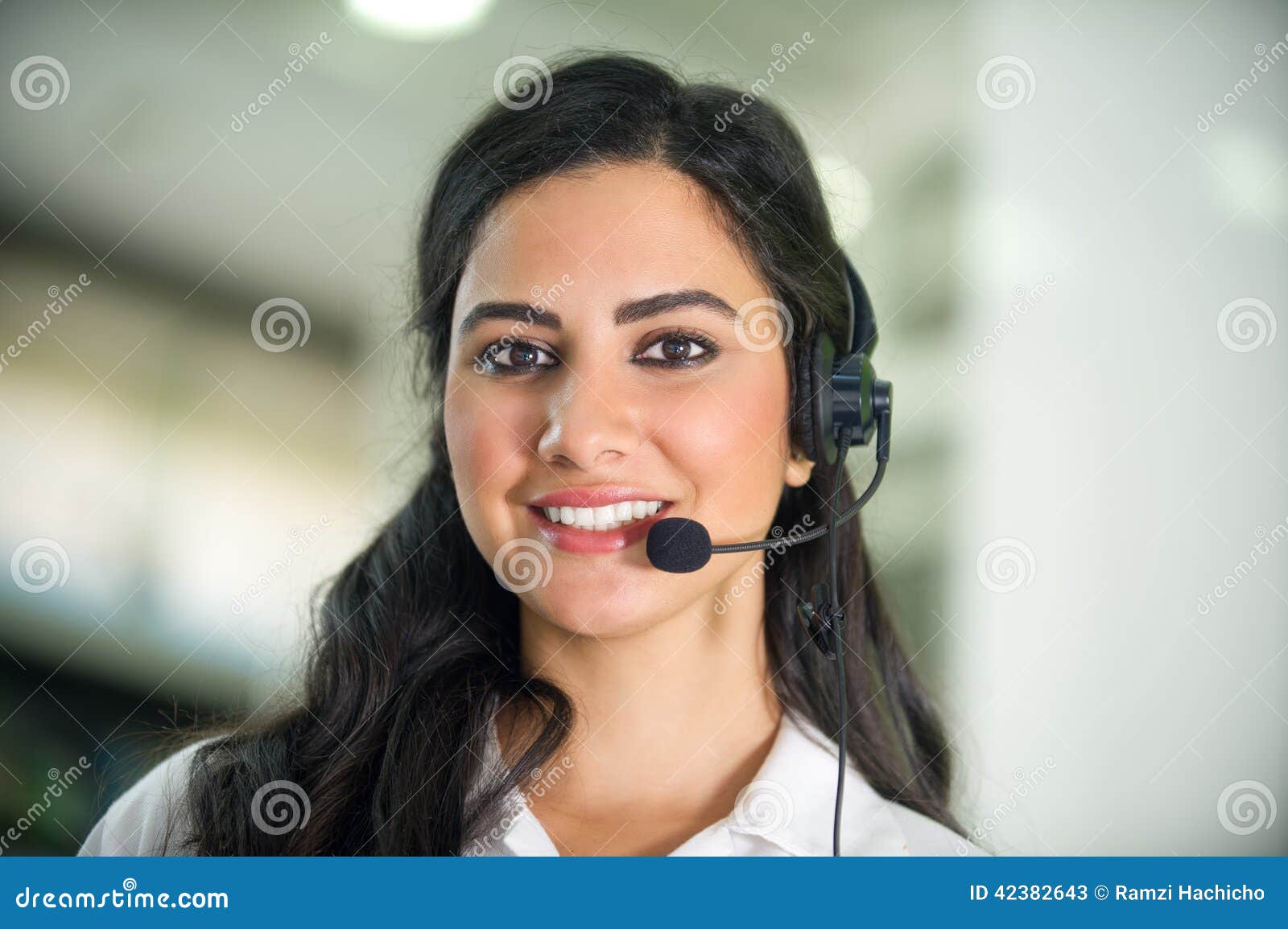 Customer Service Worker, Operator with Headset Stock Image - Image of ...