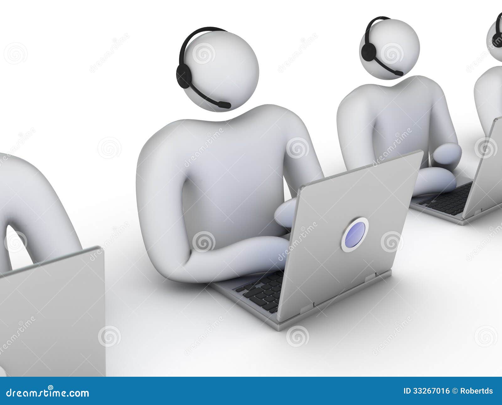 Customer Service Workers in a Row Stock Illustration - Illustration of ...