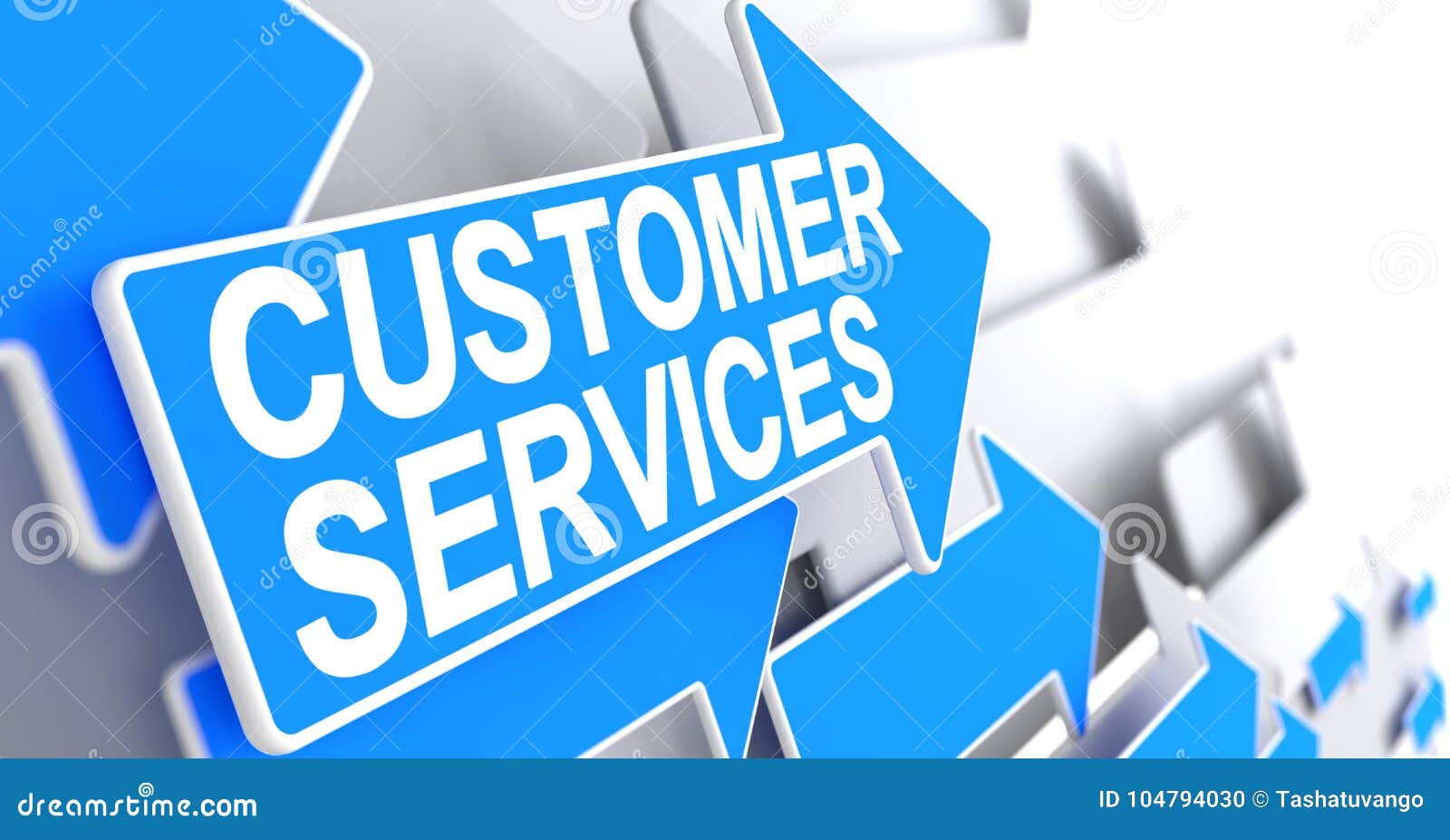 Customer Services on the Blue Pointer. 3D. Stock Illustration ...