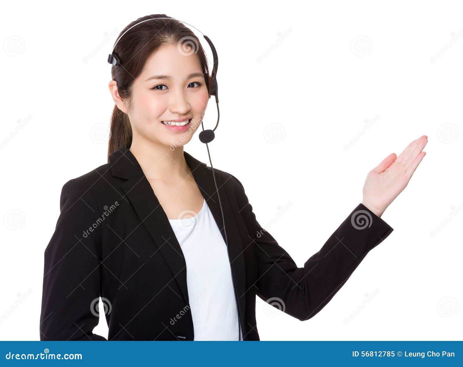 Customer Services Officer with Open Hand Palm Stock Image - Image of ...