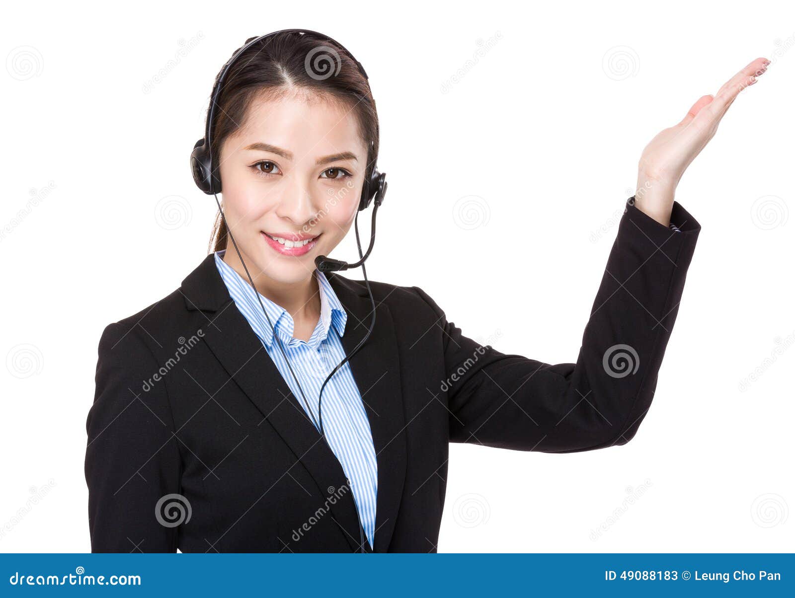 Customer Services Operator with Hand Presentation Stock Image - Image ...