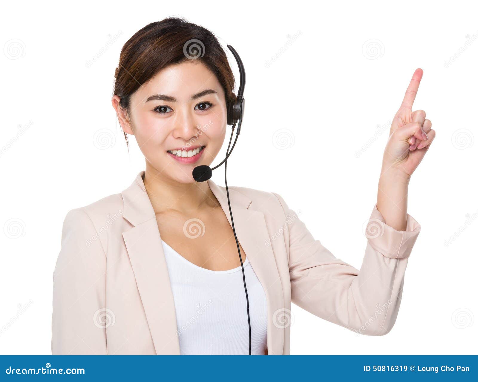 Customer Services Representative and Finger Point Up Stock Image ...