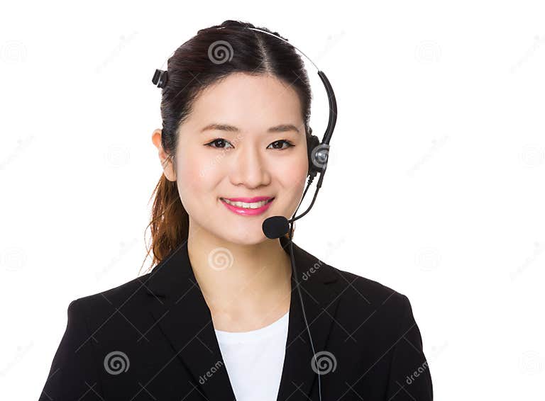 Customer Services Representative Stock Image - Image of desk, black ...
