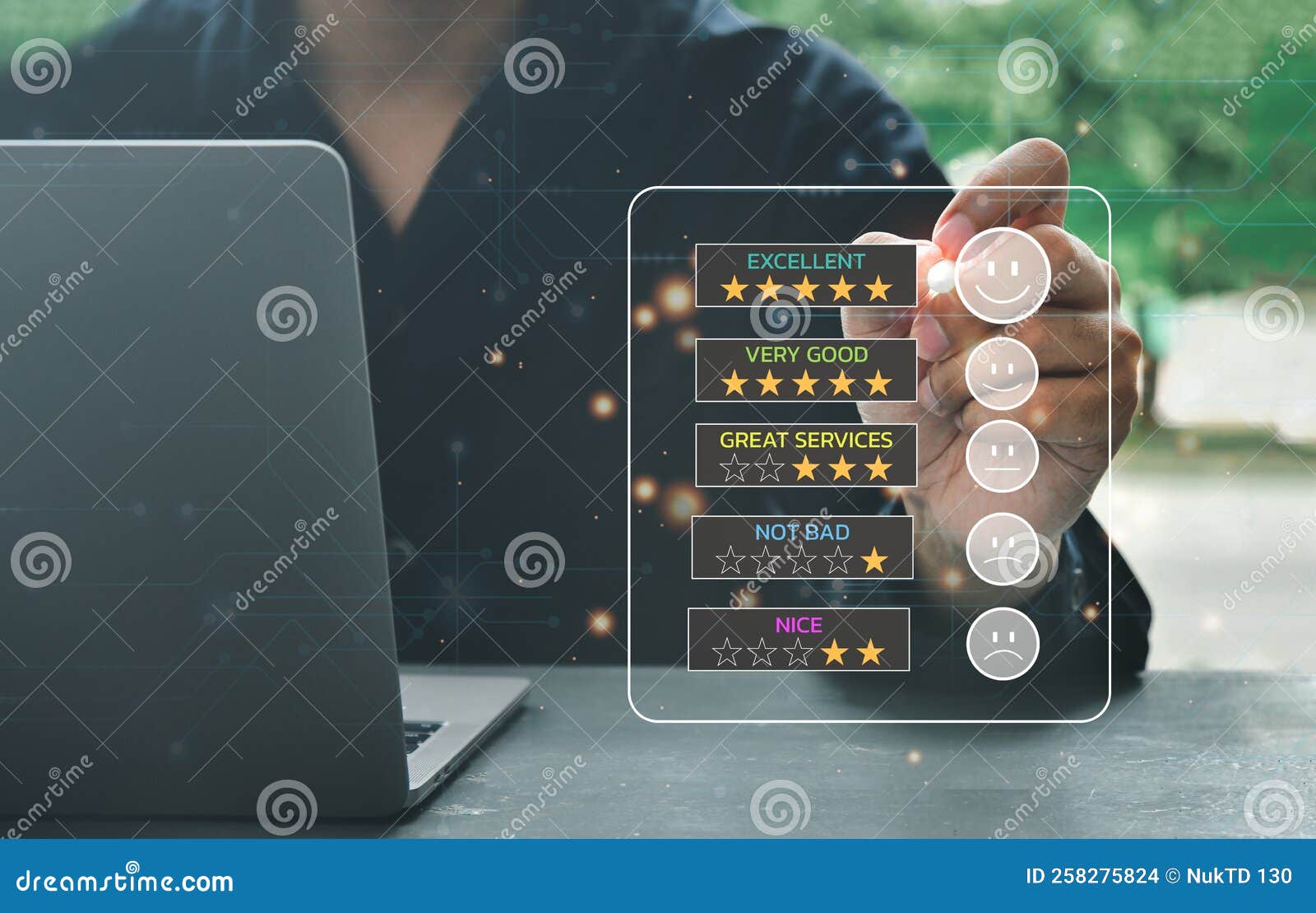 Customer Services Satisfaction.businessman Using Computer Notebook To ...