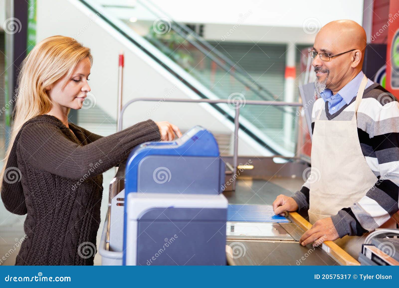 Customer and Shop Assistant Stock Image - Image of market, payment ...