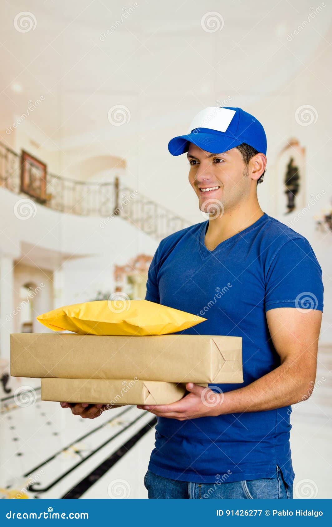 Customer Signing for Delivery from Courier Stock Image - Image of happy ...