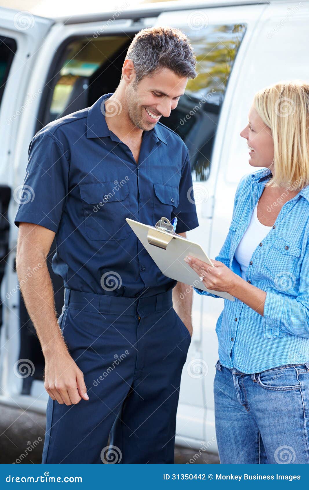 Customer Signing for Delivery from Courier Stock Photo - Image of ...