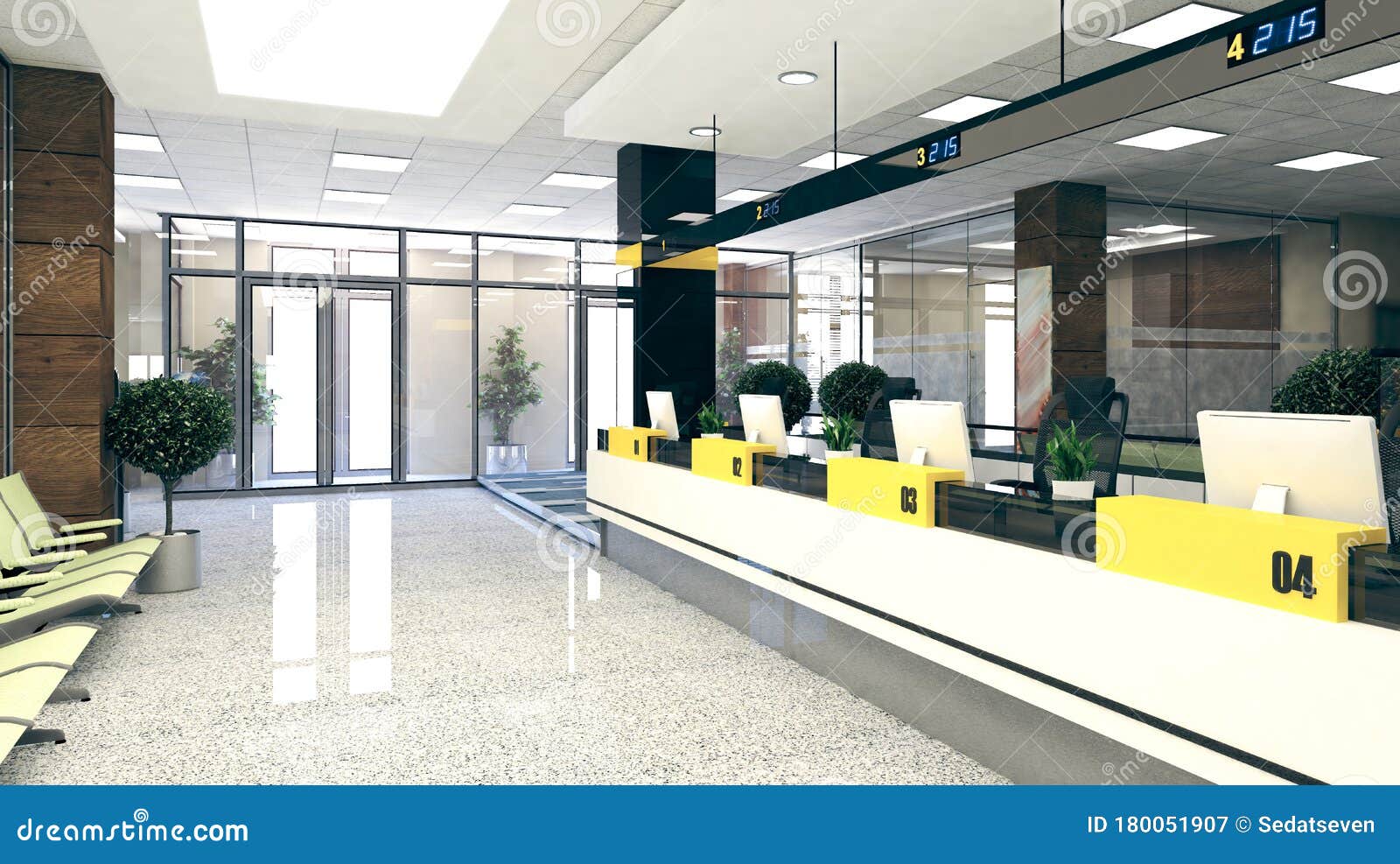 Customer Stand Large Open Space Office Perspective Realistic 3D ...